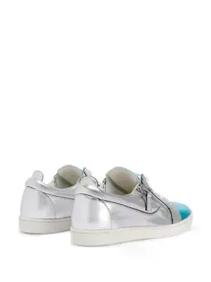 GIUSEPPE ZANOTTI Nicki Sneakers With Crocodile Effect Panelling - Silver