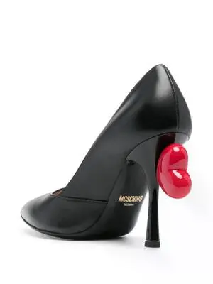 Moschino 105mm Heart-appliqué Leather Pumps