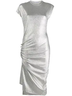 Rabanne Metallic Ruched Midi Dress - Silver
