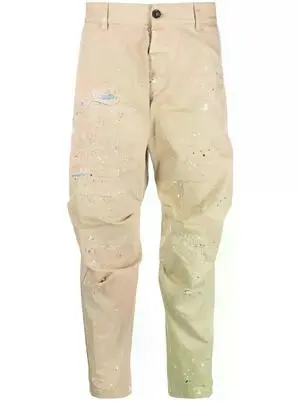 Dsquared2 Distressed-effect Cropped Cotton Trousers