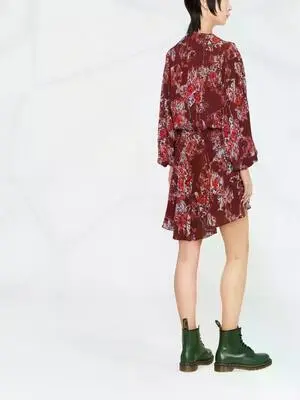 IRO PARIS Azula Floral Print V-neck Dress