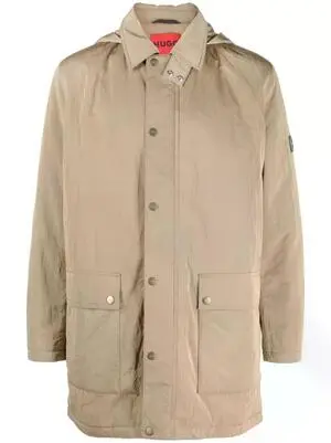 Hugo Hooded Crinkled-finish Raincoat