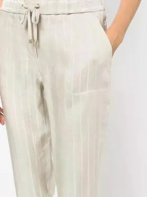 Lorena Antoniazzi Striped Slim-cut Linen Blend Trousers