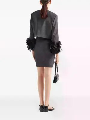 Prada Feather-trim Single-breasted Wool Jacket