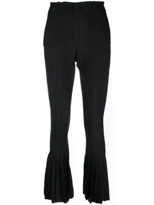 Sacai Pleated Flared Ankle Trousers - Black