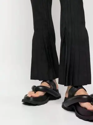Sacai Pleated Flared Ankle Trousers - Black