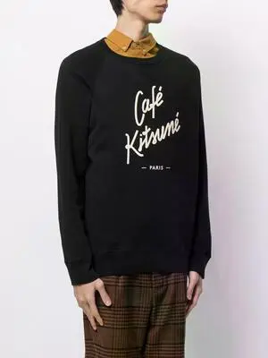CAFÉ KITSUNÉ Logo Print Cotton Sweatshirt