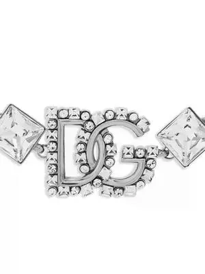 Dolce & Gabbana Crystal Embellished Logo Plaque Bracelet