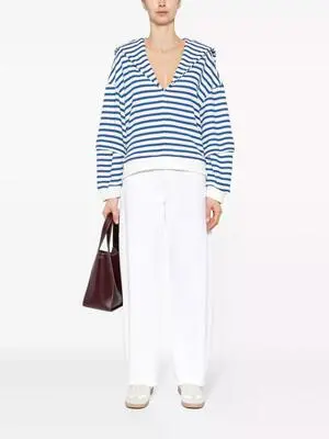 IOANA CIOLACU Sailor Collar Striped Top - Blue