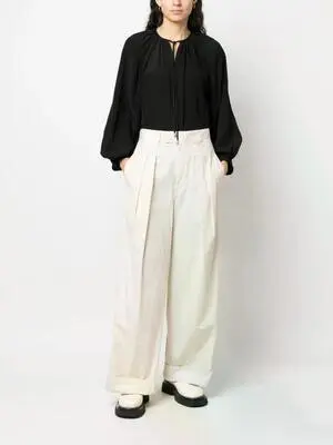PHAEONIA Self-tie Silk Blouse - Black