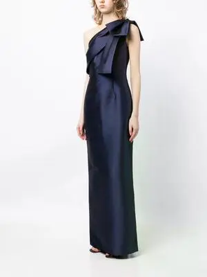 Sachin & Babi Bonnie Bow One-shoulder Gown - Blue