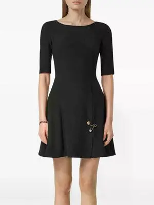 Versace Safety Pin Flared Satin Mini Dress