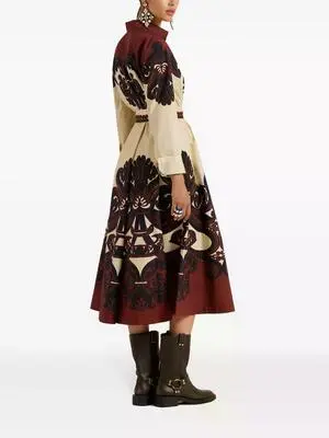 La DoubleJ Sundowner Dress In Baroque Print Cotton Velvet