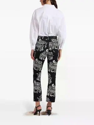 La DoubleJ Cropped Flare Jeans With Tiger Print