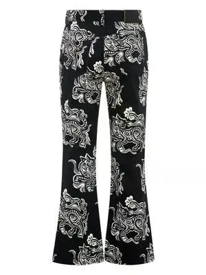 La DoubleJ Cropped Flare Jeans With Tiger Print