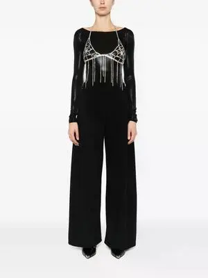 LOULOU X Lit Appeal Crystal-embellished Triangle-cup Top - Silver