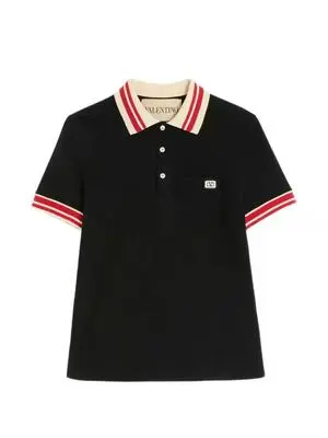 Valentino Garavani Logo-patch Polo Shirt - Black