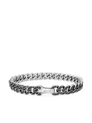 David Yurman Sterling Curb Chain Bracelet With Onyx And Diamonds