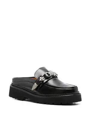 Toga Leather Loafers With Silver-tone Stud Detailing