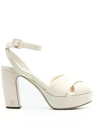 Miu Miu Miu Miu 105mm Leather Platform Sandals Neutrals