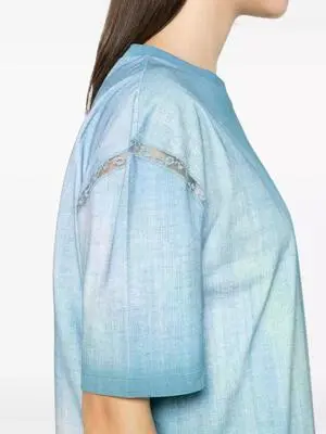 Ermanno Scervino Printed T-shirt With Lace Panelling