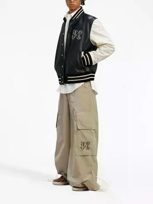 Palm Angels Leather Varsity Jacket