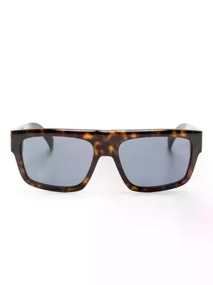 Dunhill Tortoiseshell Effect Rectangle Frame Sunglasses - Brown