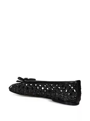 Casadei Interwoven Ballet Flats With Bow Embellishment - Black