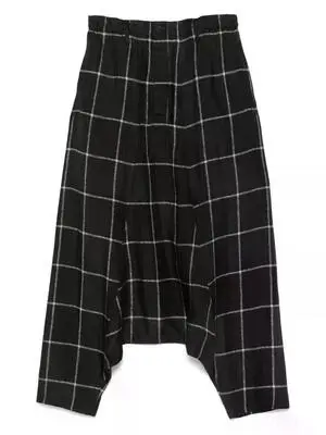 Yohji Yamamoto Check Pattern Drop-crotch Trousers