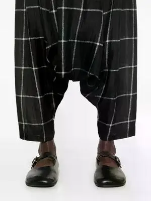 Yohji Yamamoto Check Pattern Drop-crotch Trousers