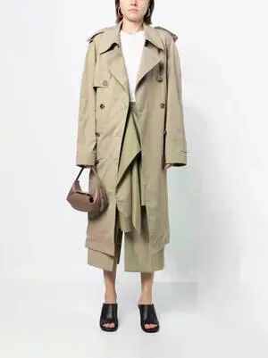 Goen.j Contrast-panel Double-breasted Trench Coat