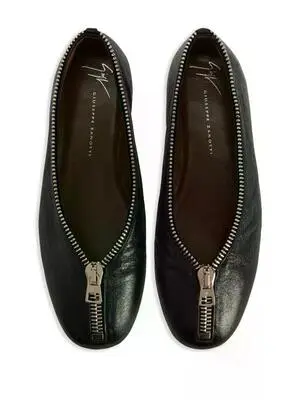 GIUSEPPE ZANOTTI Leather Ballerina Flats With Zip Detail