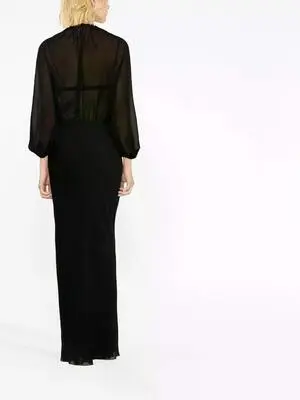 Saint Laurent Silk Sheer Panelled Maxi Dress