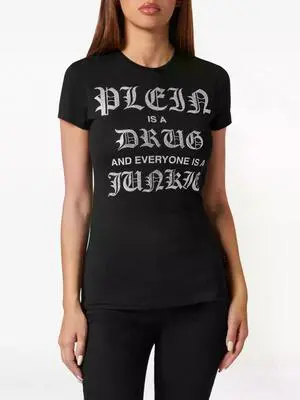Philipp Plein Slogan Print Cotton T-shirt - Black