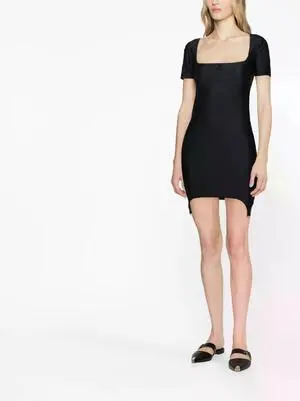 COURREGES Square-neck Cut-out Mini Dress