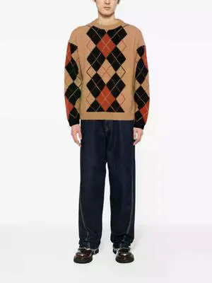 Maison Kitsuné Argyle Check Crew Neck Jumper