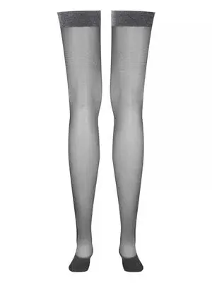 MAISON CLOSE Lurex Detail Semi-sheer Stockings - Black