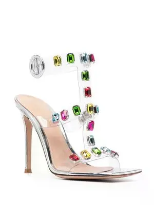 GIANVITO ROSSI Embellished Stiletto Sandals - Silver