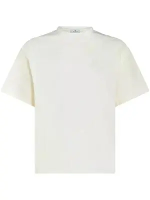 Etro Logo-embroidered Cotton T-shirt - Neutrals