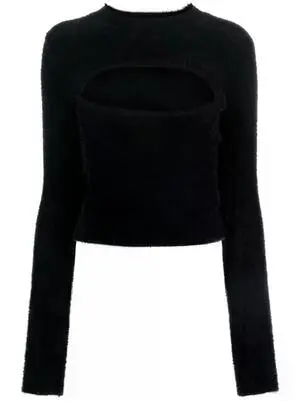 Moschino Faux-fur Jumper With Cut-out Detail - Black