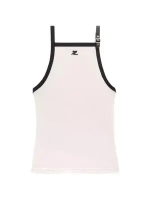 COURREGES Buckle-detail Cotton Tank Top - Neutrals