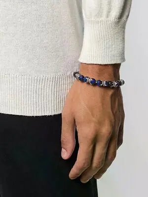Emanuele Bicocchi Sterling Silver Beaded Stone Bracelet - Blue