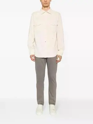 JACOB COHЁN Logo-embroidery Corduroy Cotton Shirt - Neutrals
