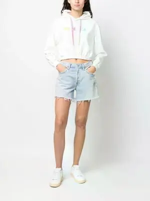 Duvetica Cropped Logo Hoodie - Neutrals
