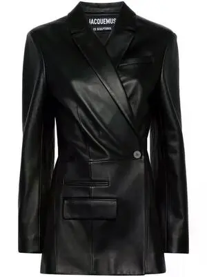 Jacquemus La Veste Tibau Leather Blazer - Black