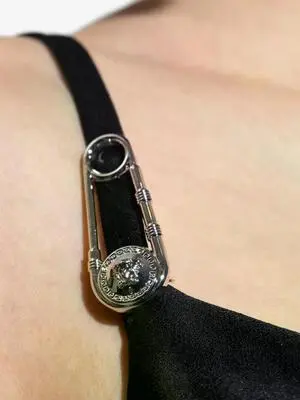 Versace Camisole Dress With Medusa Safety Pin Detail