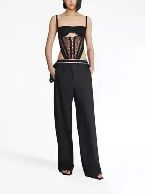 DION LEE Zipped Wool Straight-leg Trousers - Black
