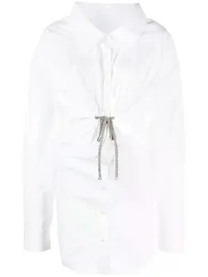 Alexander Wang Twist-front Mini Shirt Dress - White