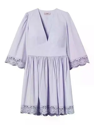 TWINSET Lace-trimmed Skater Dress - Purple