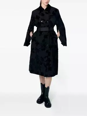 Ports 1961 Floral Print Trench Coat - Black